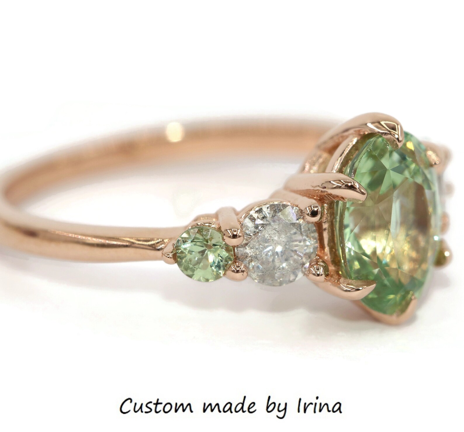 Custom Made 5 Stone Engagement 14k Solid Gold Ring SETTING ONLY - Etsy