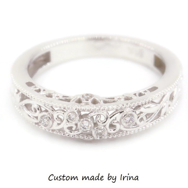 Rustic Vine Leaf Scroll-work Filigree Wedding Ring - Etsy