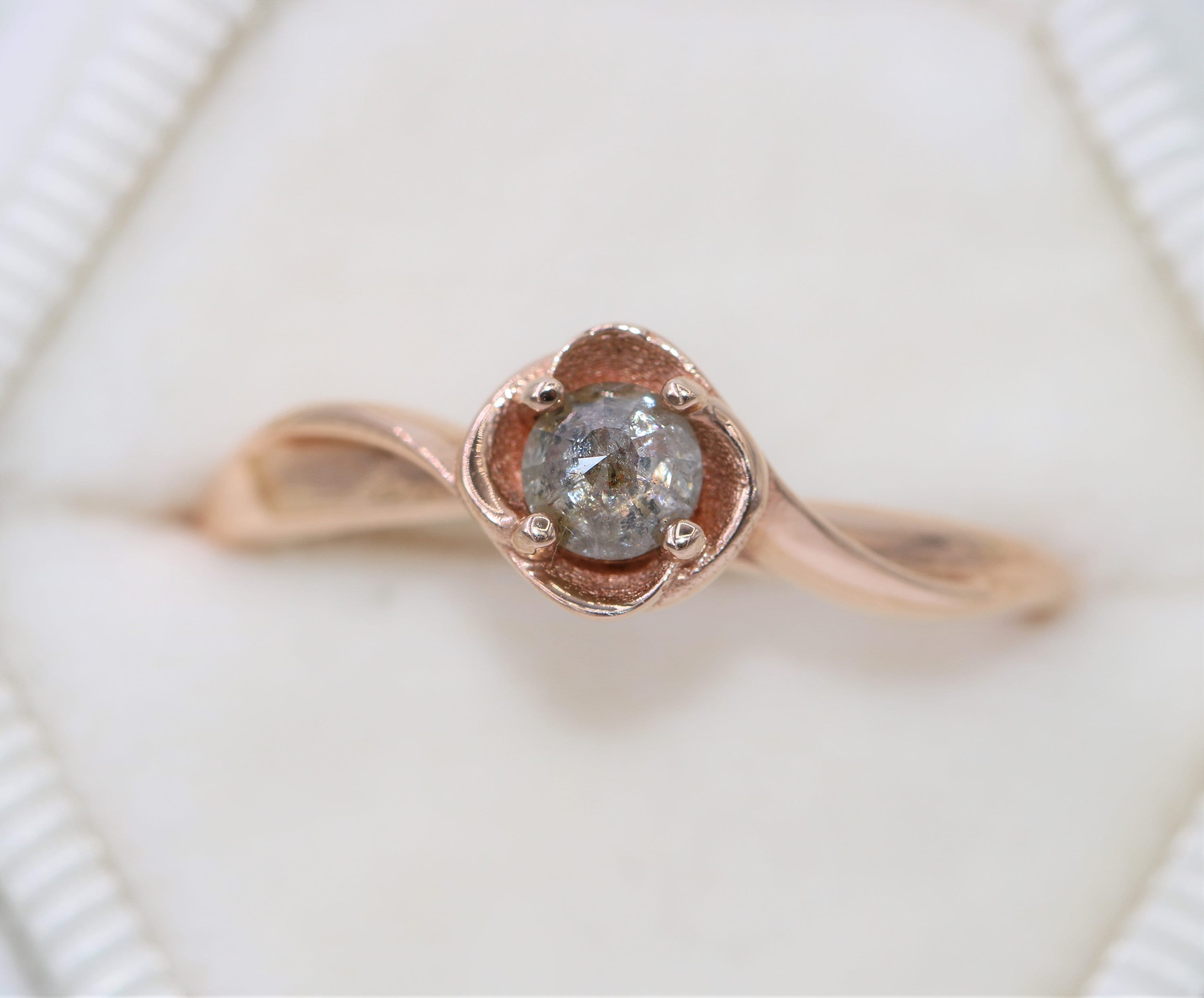 Raw Gemstone Ring, Rustic Gray Diamond Ring, Alternative Engagement ...