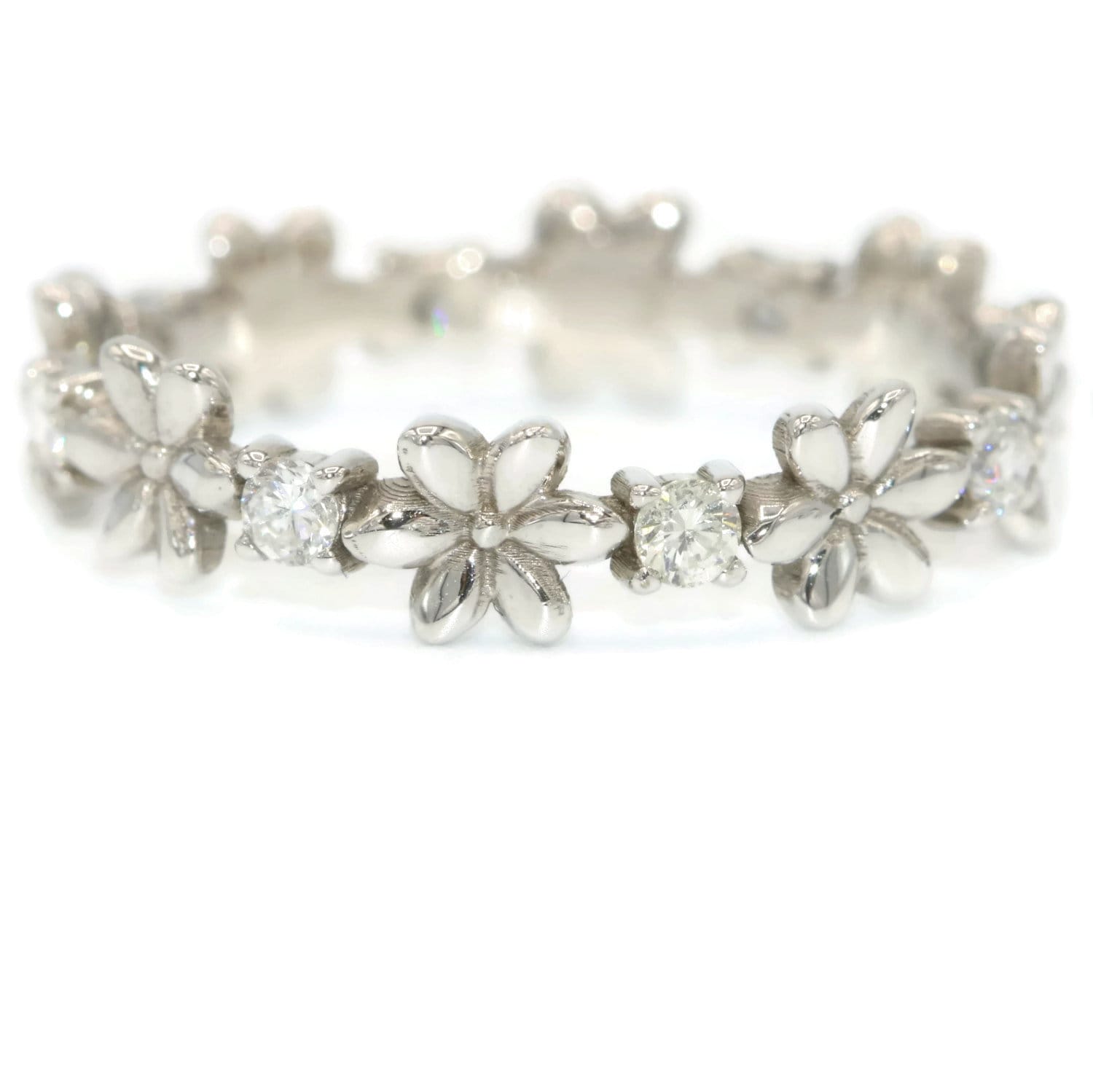 Cherry blossom eternity ring, Flower diamond wedding ring, Boho ...