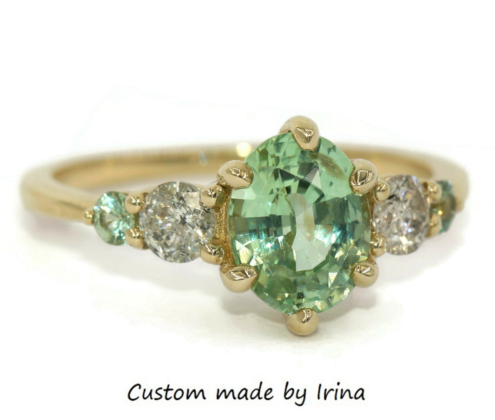 Custom Made 5 Stone Engagement 14k Solid Gold Ring SETTING ONLY - Etsy