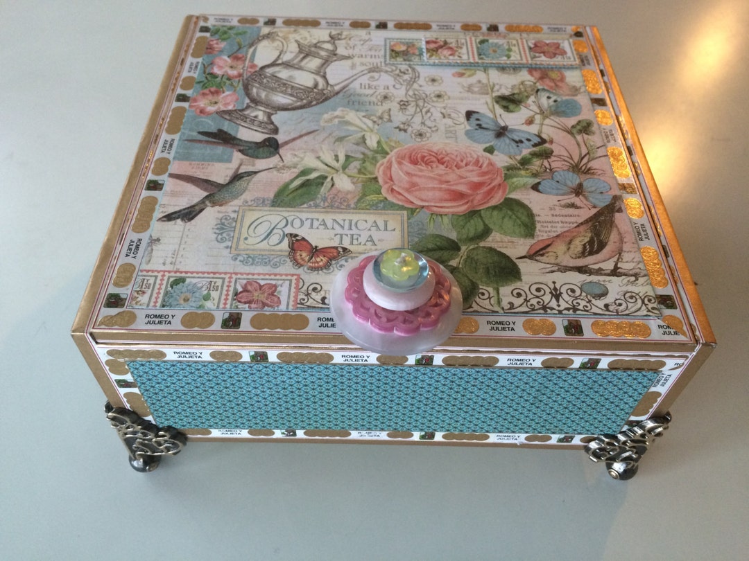 Hummingbirds Keepsake Box Memory Box Altered Cigar Box Embellished Box ...