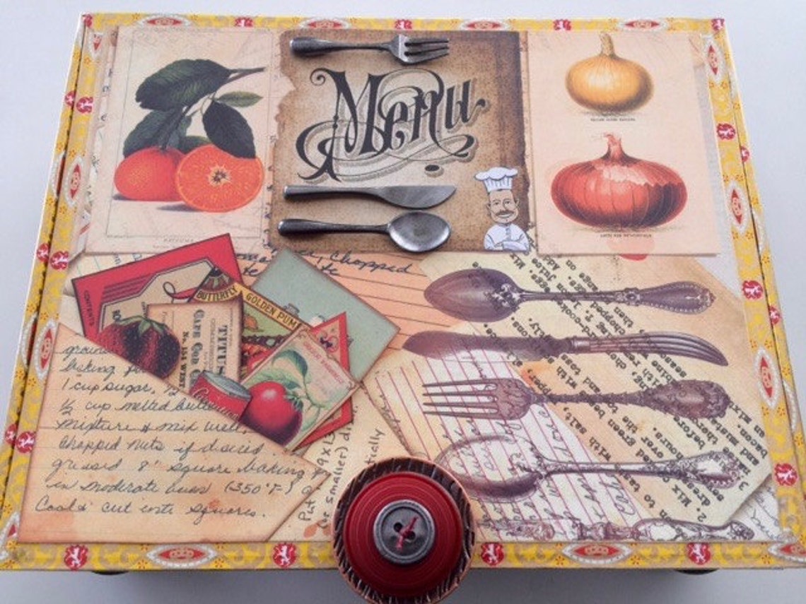 For the Cook Menu Box Memory Box Kitchen Box Decorative Box Keepsake ...