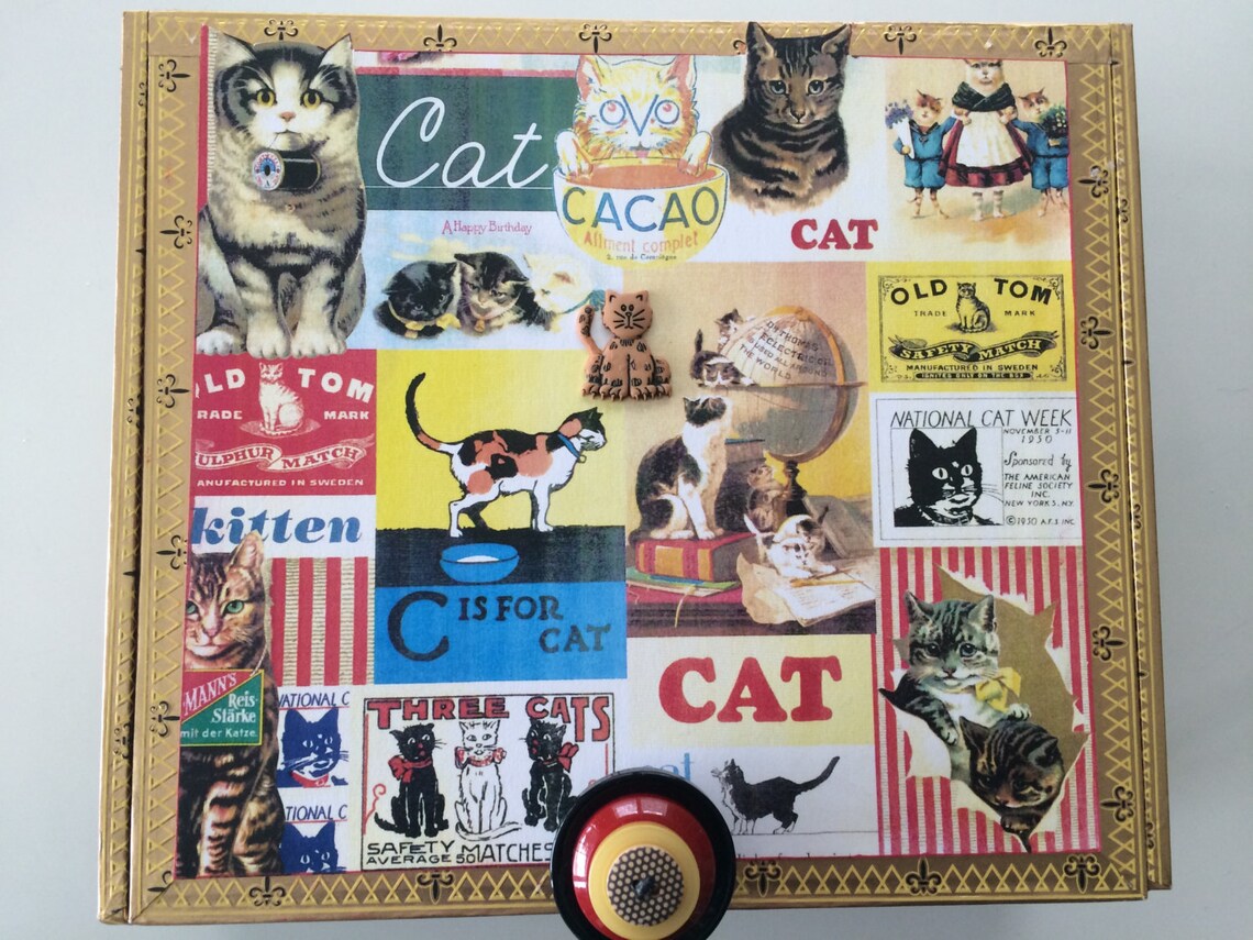 Here Kitty Kitty Cat Box Memory Box Decorative Feline Box One - Etsy