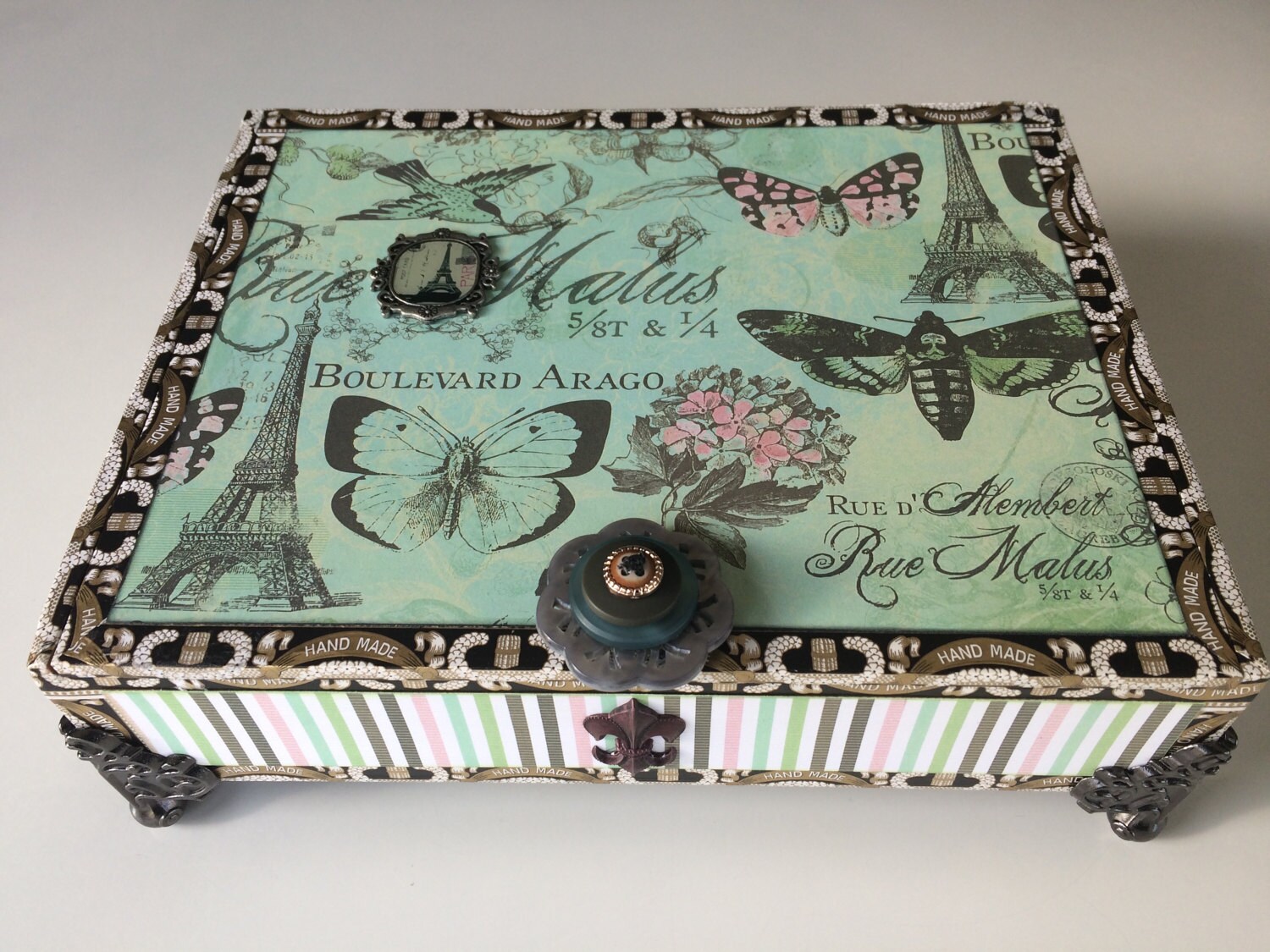 Paris/french Decorative Box Altered Cigar Box Jewelery Box Keepsake Box ...
