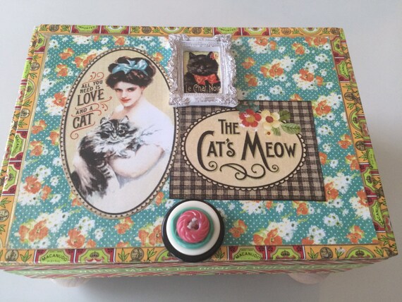 Sample Cats Meow 2 Keepsake Box Memory Embellished Altered | Etsy