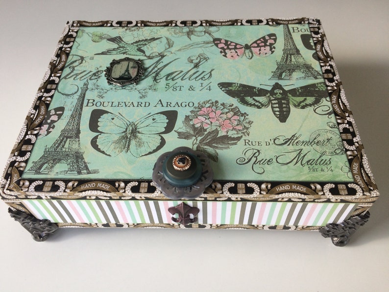 Paris/french Decorative Box Altered Cigar Box Jewelery Box Keepsake Box ...