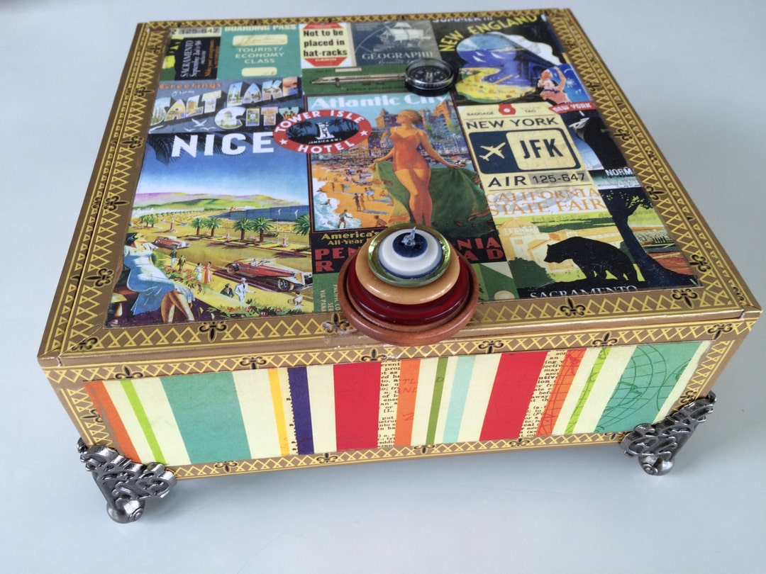 Travel Keepsake Memory Box Jewelery Box Storage Box Altered - Etsy