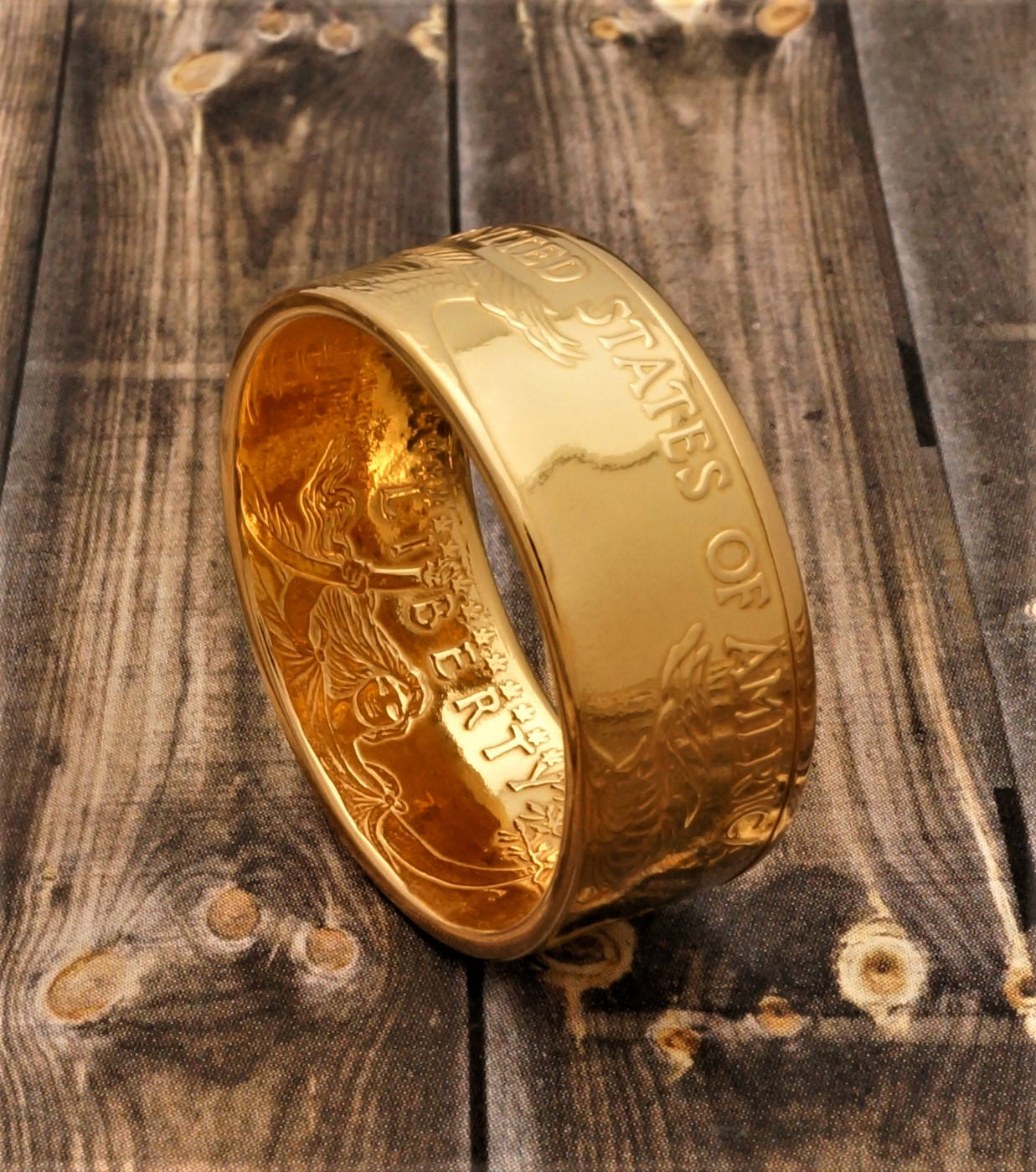 1 Oz American Eagle Gold Coin Ring - "tails" - Polished Finish - Etsy