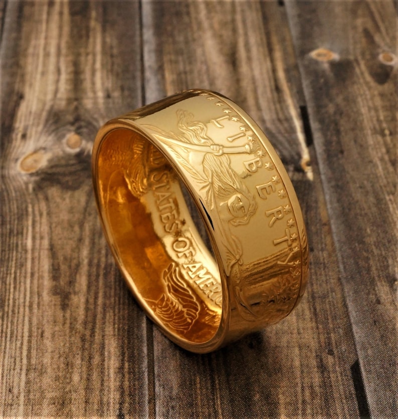 22k Solid Gold Coin Ring for Men: Crafted From 1 Oz 'heads' Design Coin ...