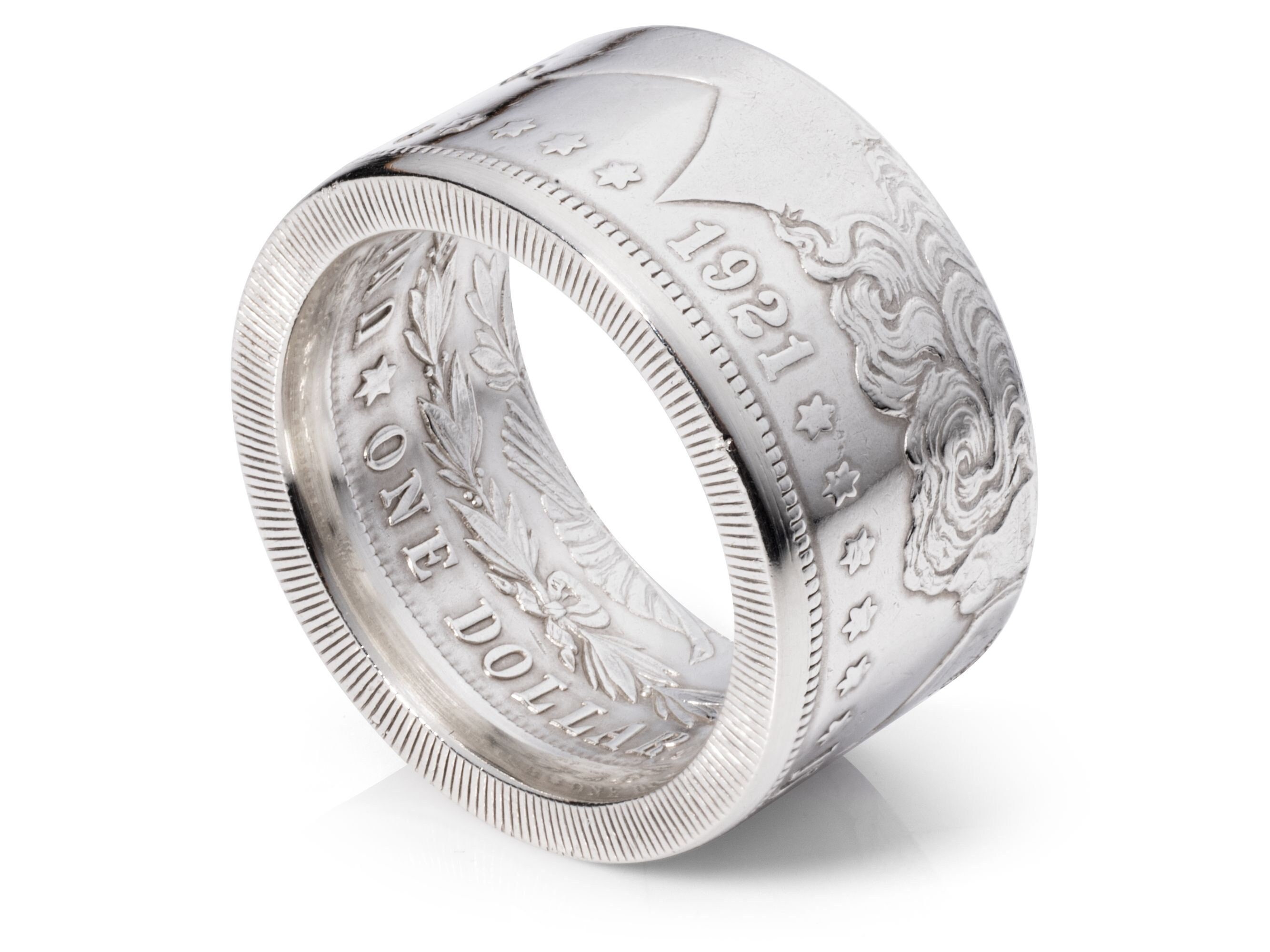 Morgan Dollar Ring - 1921 - Silver Coin Ring - Heads - Polished Finish ...