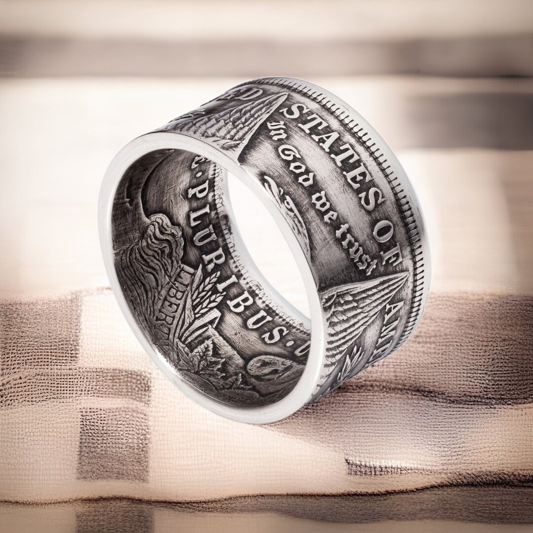 Morgan Dollar Ring 1921 Silver Coin Ring tails Patina Finish - Etsy