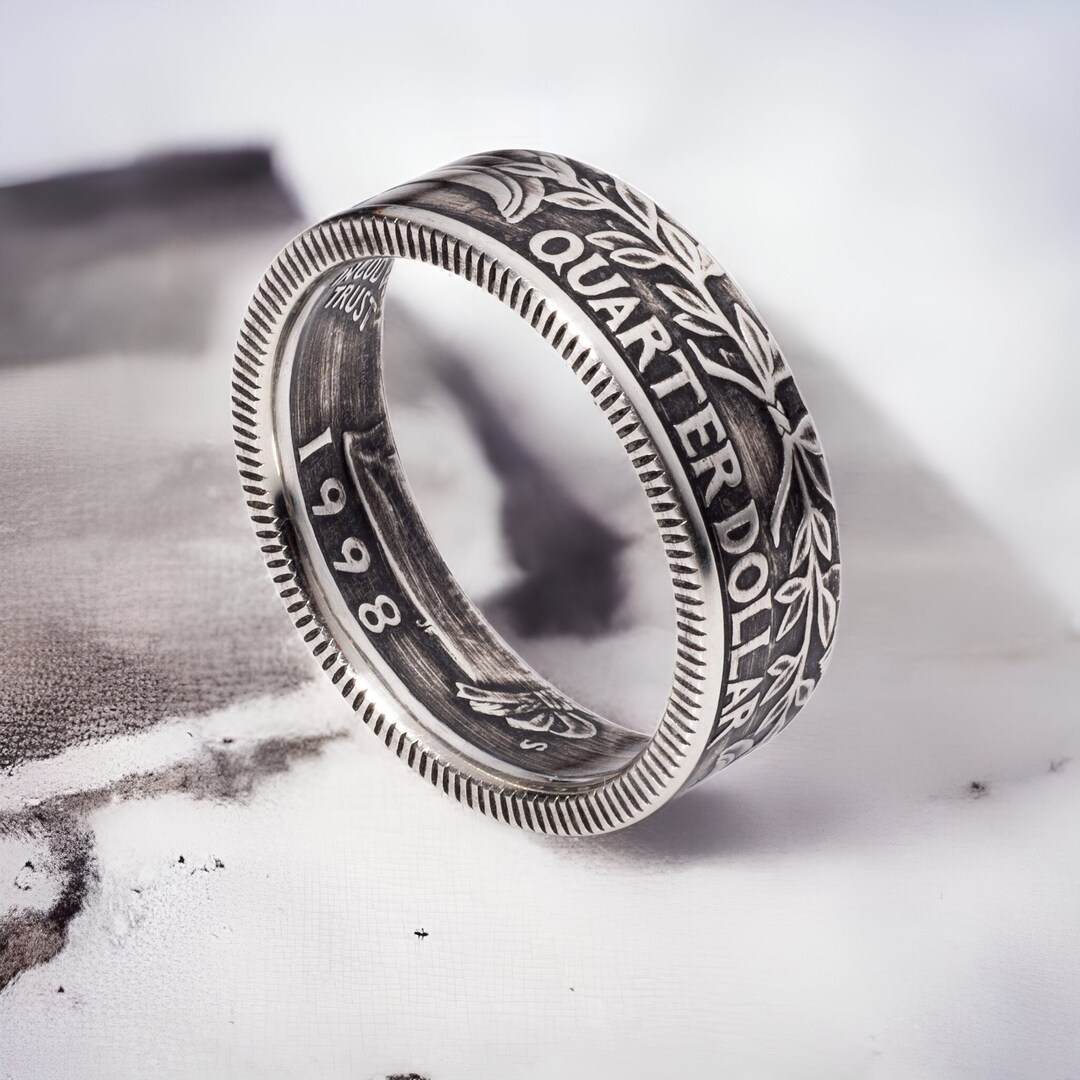 Silver Quarter Ring From 1992-1998: "tails" Design With Patina Finish ...