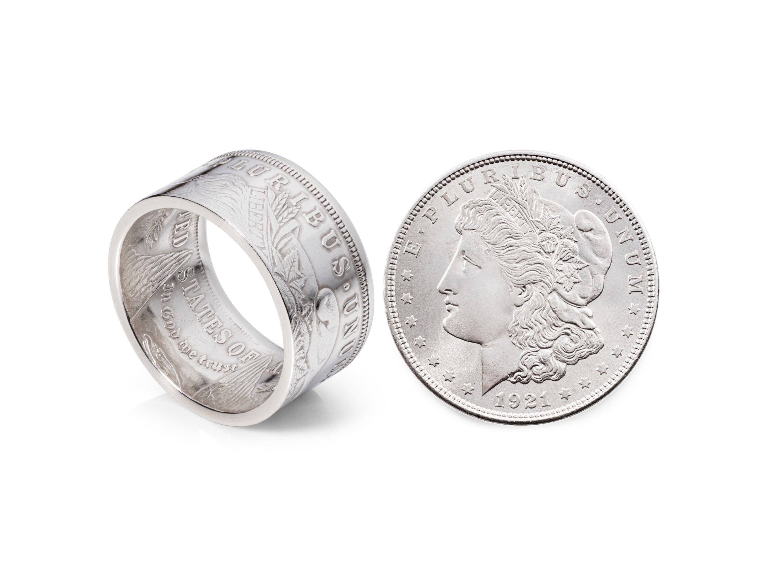 Morgan Dollar Ring - 1921 - Silver Coin Ring - Heads - Polished Finish ...
