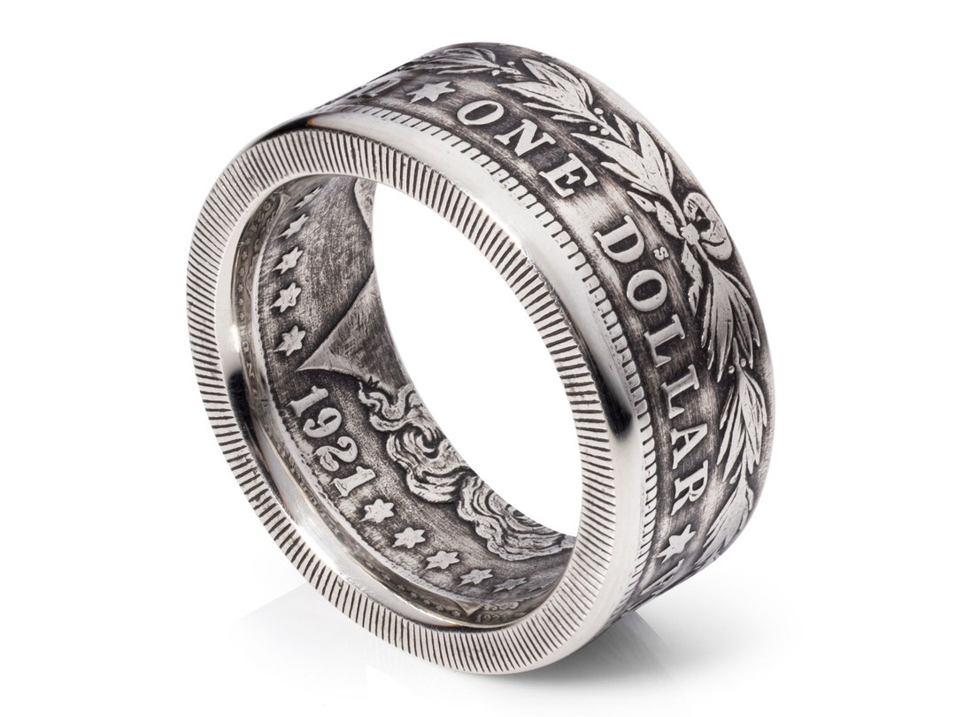 10mm Morgan Dollar Ring (1921): Men's Silver Coin Ring With "tails ...