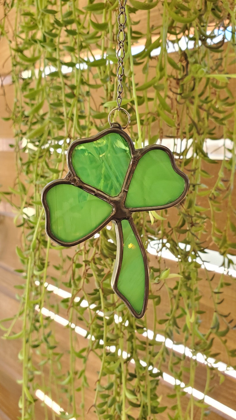 Stained Glass Shamrock / Irish Decor / Happy St Patrick's Day Charm ...