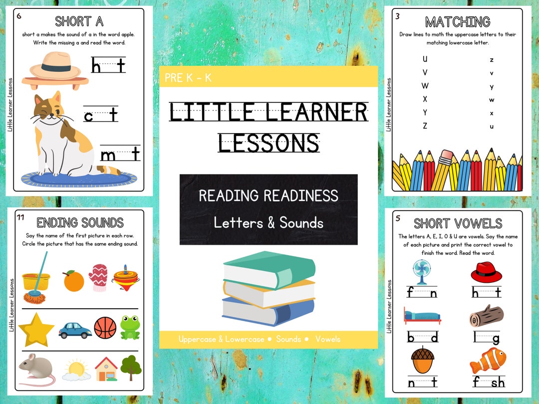 Pre-k and Kindergarten Reading Readiness Workbook Letters Sounds Vowels ...