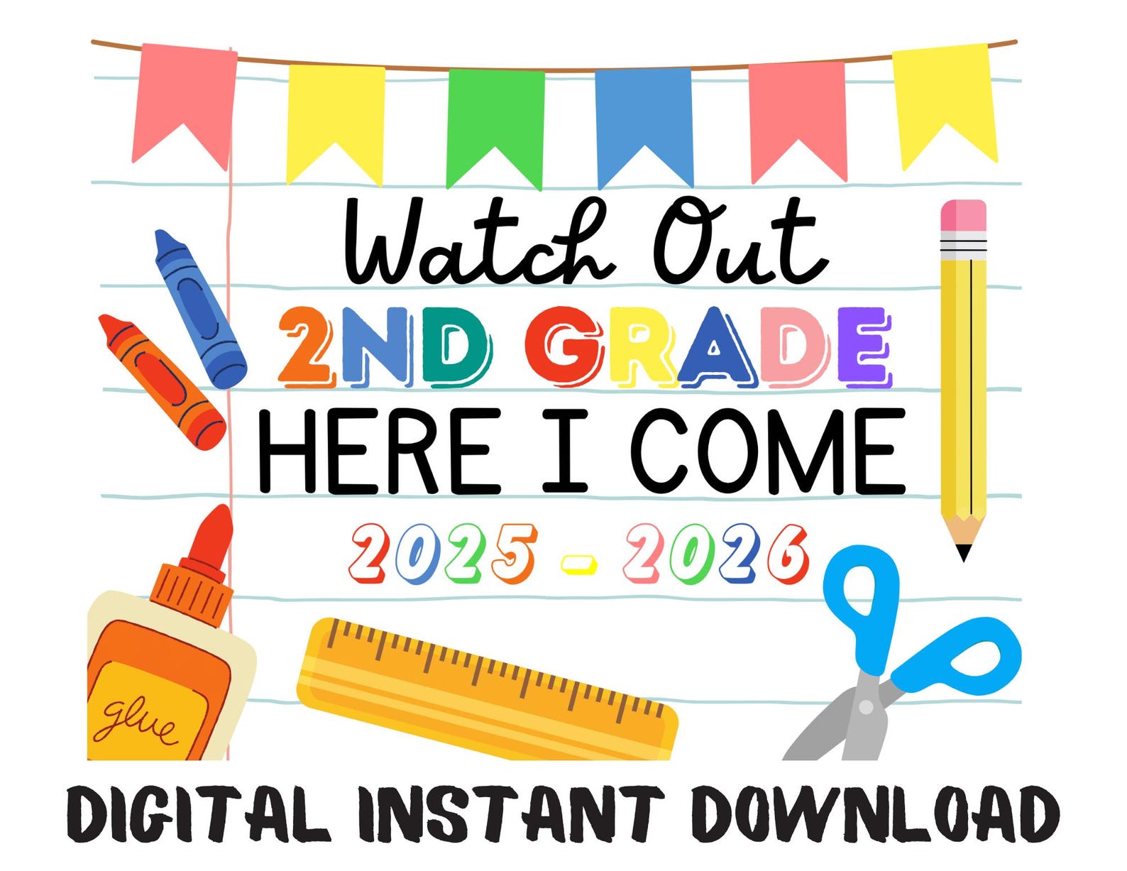 First Day of Second Grade Printable Sign - Instant Digital Download ...
