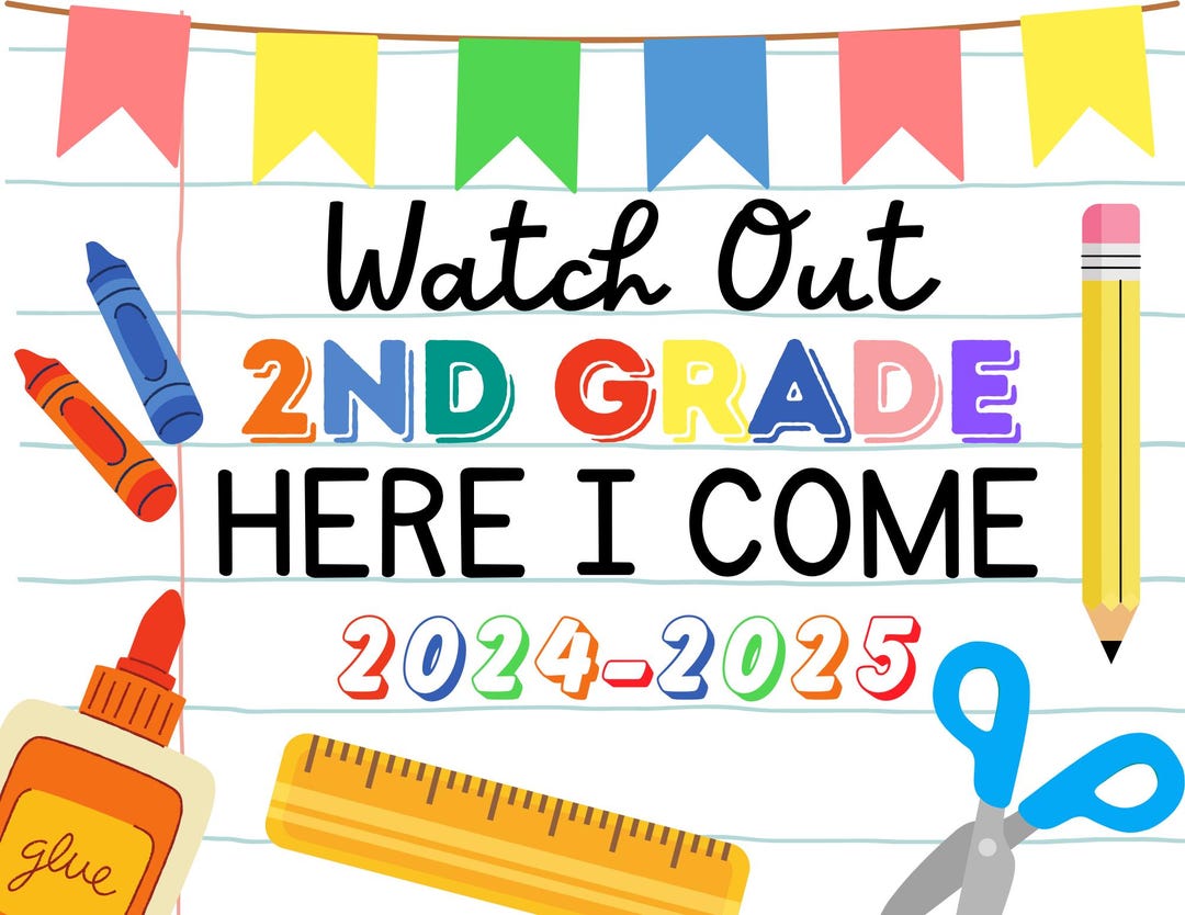 First Day of Second Grade Printable Sign Instant Digital Download Back ...