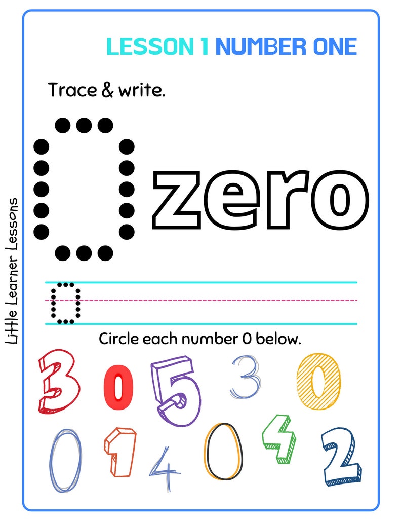 Printable Preschool & Kindergarten Math Workbook Numbers 0 5 - Etsy