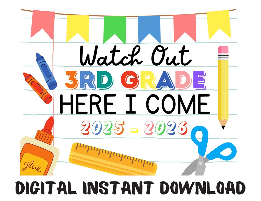 First Day of Third Grade Printable Sign - Instant Digital Download ...