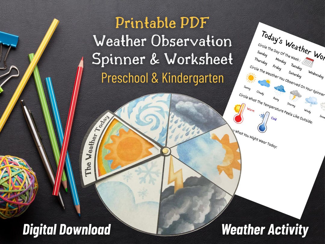 Today’s Weather Wheel Spinner & Worksheet Printable for Preschool or ...