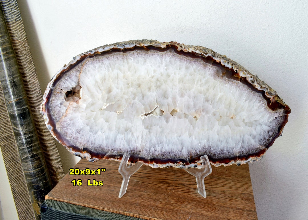 HUGE Quartz CRYSTAL Geode Slab Plate Cut * 18x14x1.5" * Polished Extra ...