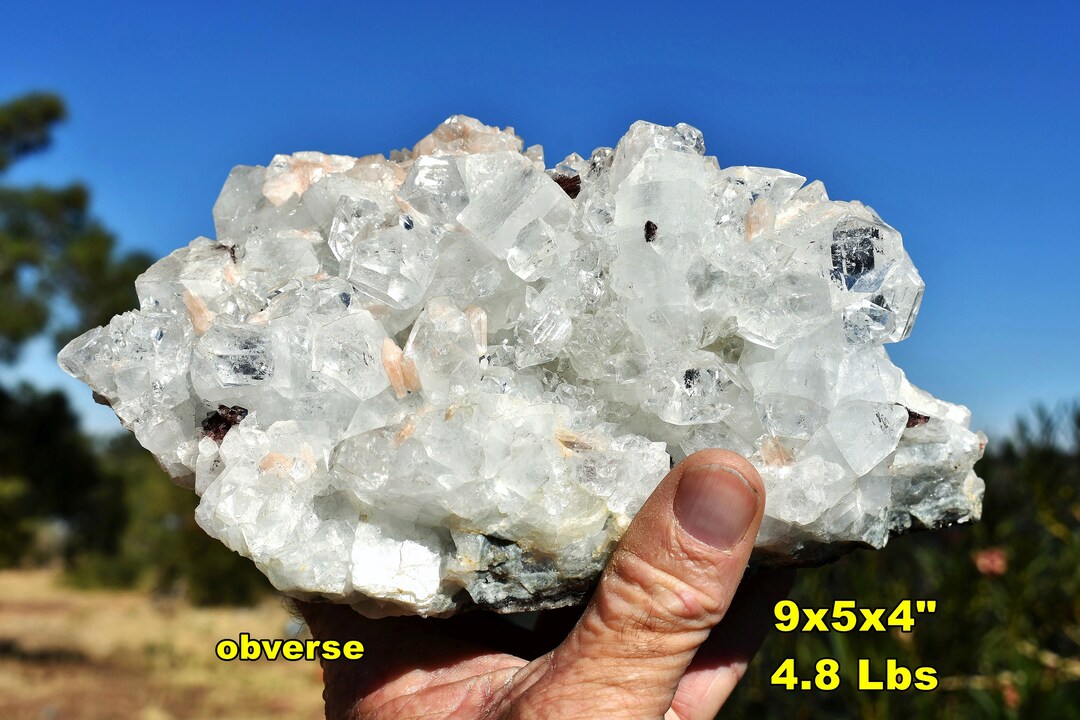 Gemmy APOPHYLLITE W/ STILBITE CRYSTAL Geode Mineral Specimen Large ...