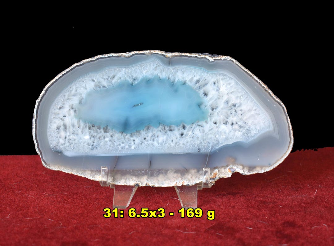 Blue AGATE & QUARTZ Crystal Geode Slice Coasters W/ FREE Stand Choice ...