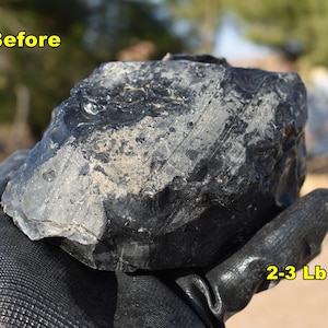 LARGE OBSIDIAN Rough: Choice of Sizes * Natural Black Igneous Knapping ...