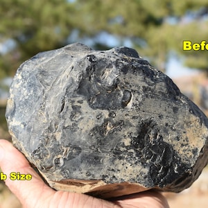 LARGE OBSIDIAN Rough: Choice of Sizes * Natural Black Igneous Knapping ...