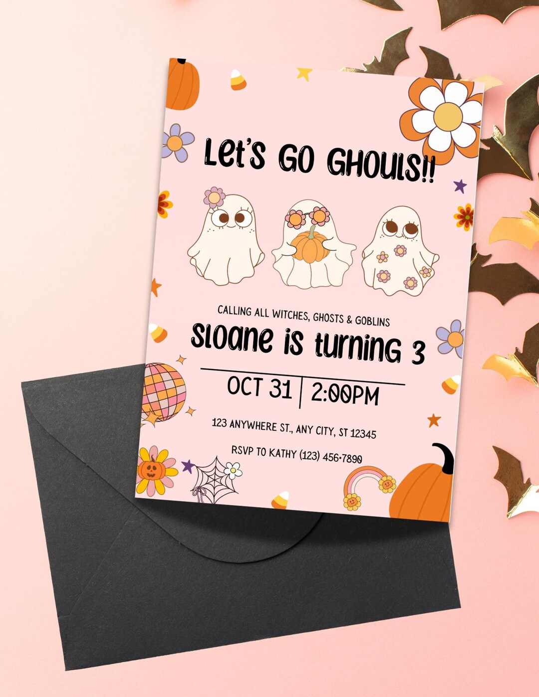 LETS GO GHOULS!! Halloween Theme Birthday Party Invite. for the Groovy ...