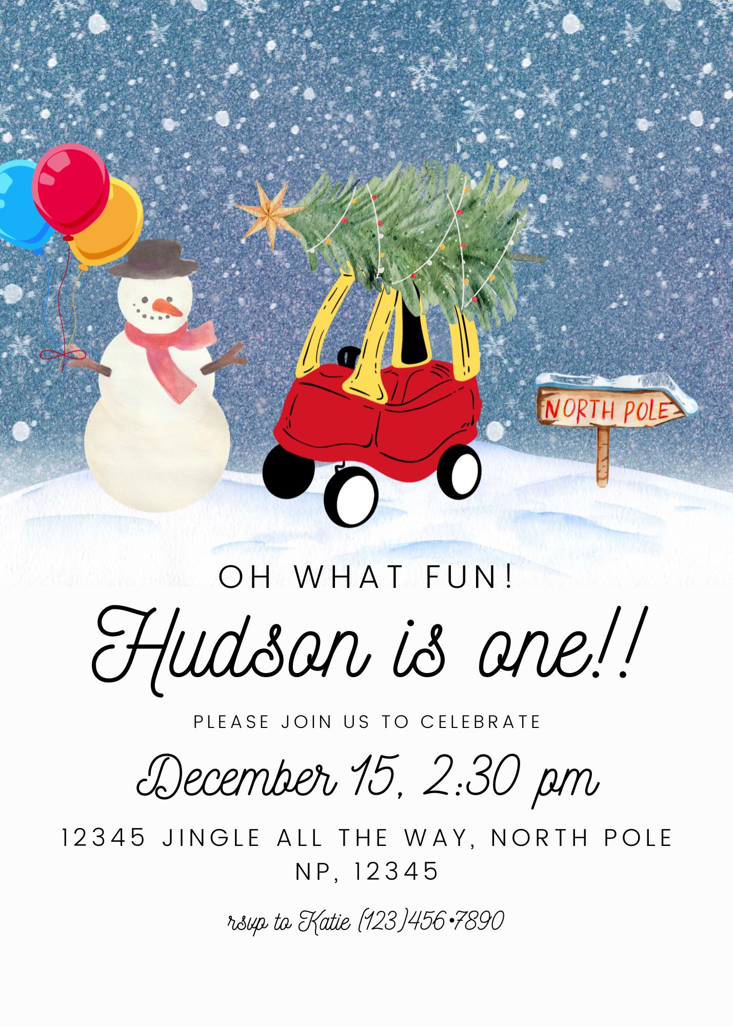 First Birthday Invitation! OH WHAT FUN! Christmas/holiday/winter ...