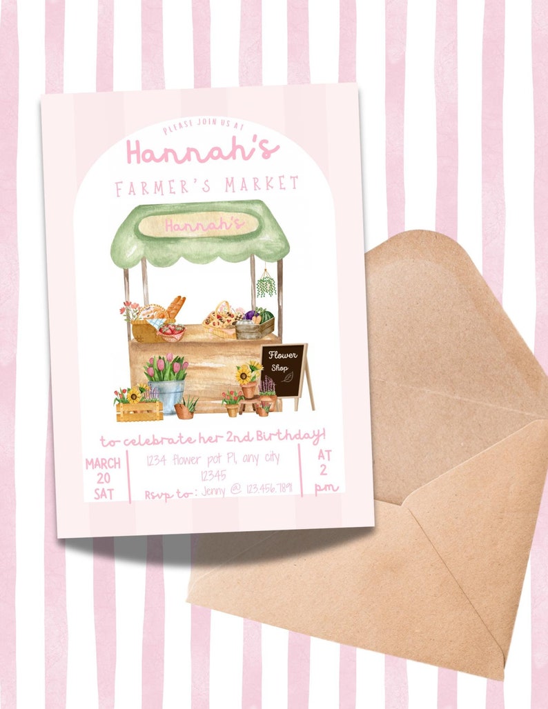 Farmer's Market Theme Birthday Invitation!! Spring, Summer, Flower ...
