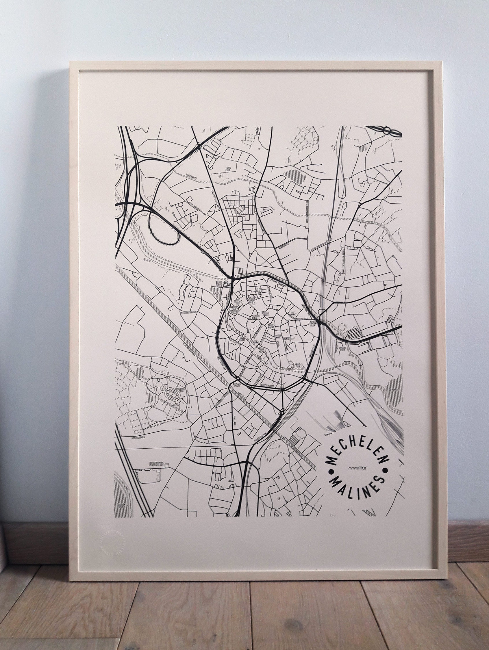Mechelen - Poster Stadtplan Mechelen 50x70cm - Siebdruck - FLUO ...