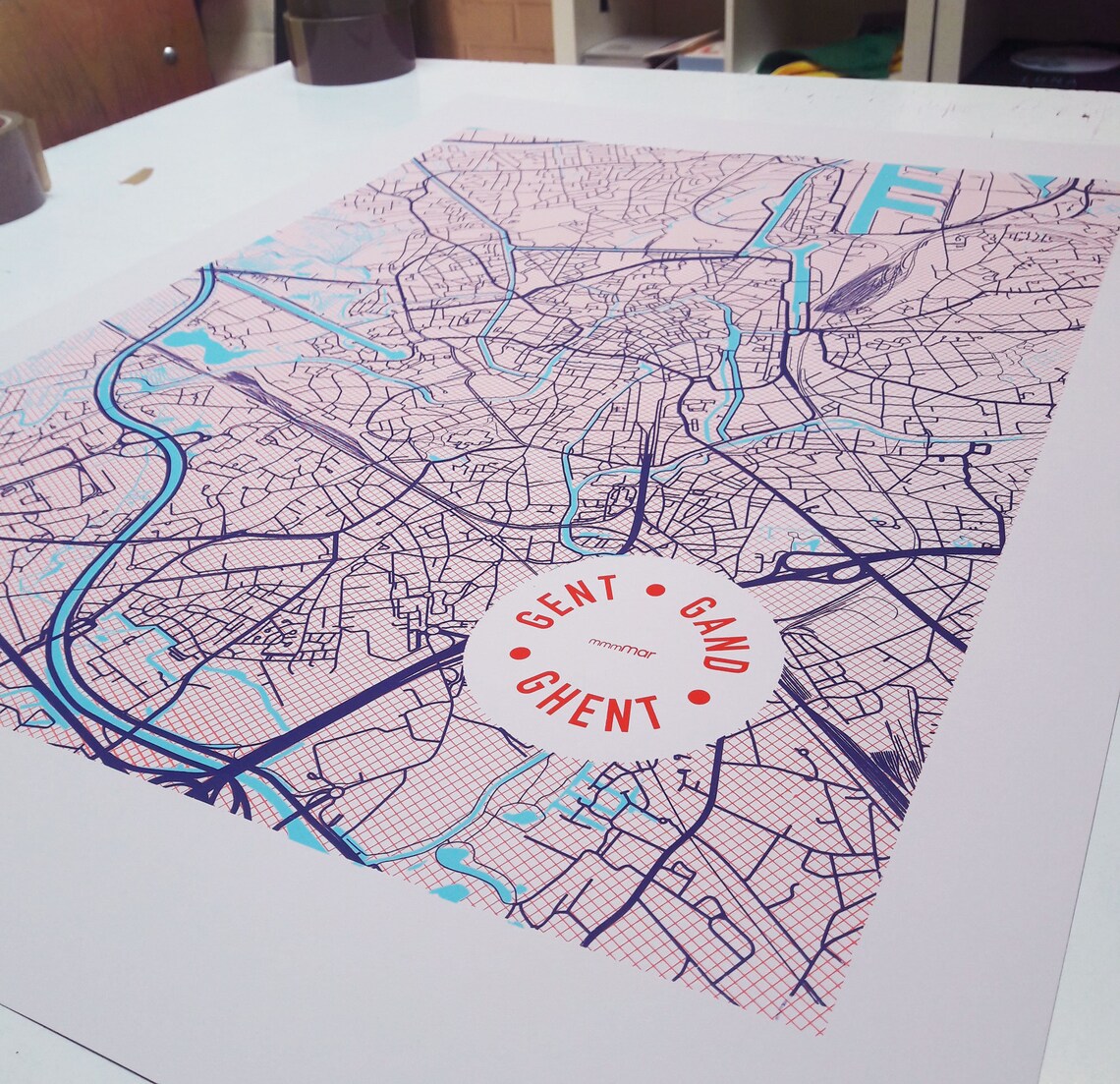 Gent Affiche stadsplan 50x70cm zeefdruk | Etsy