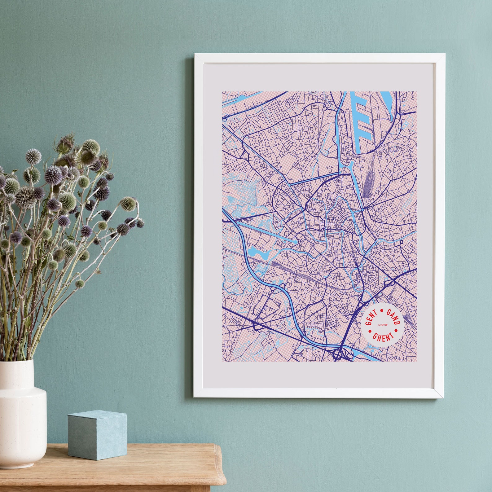 Gent Affiche stadsplan 50x70cm zeefdruk | Etsy