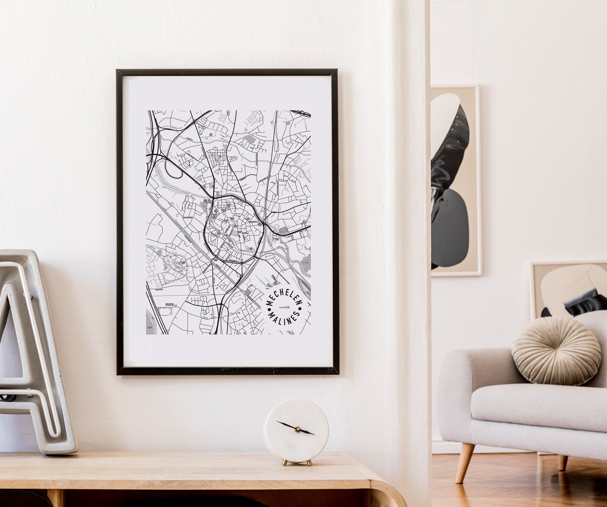 Mechelen - Poster Stadtplan Mechelen 50x70cm - Siebdruck - FLUO ...