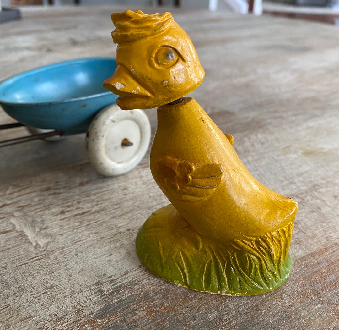 1950's Casted PLASTER "bobble" Head Chick Duck Toy Vintage FRENCH Made ...
