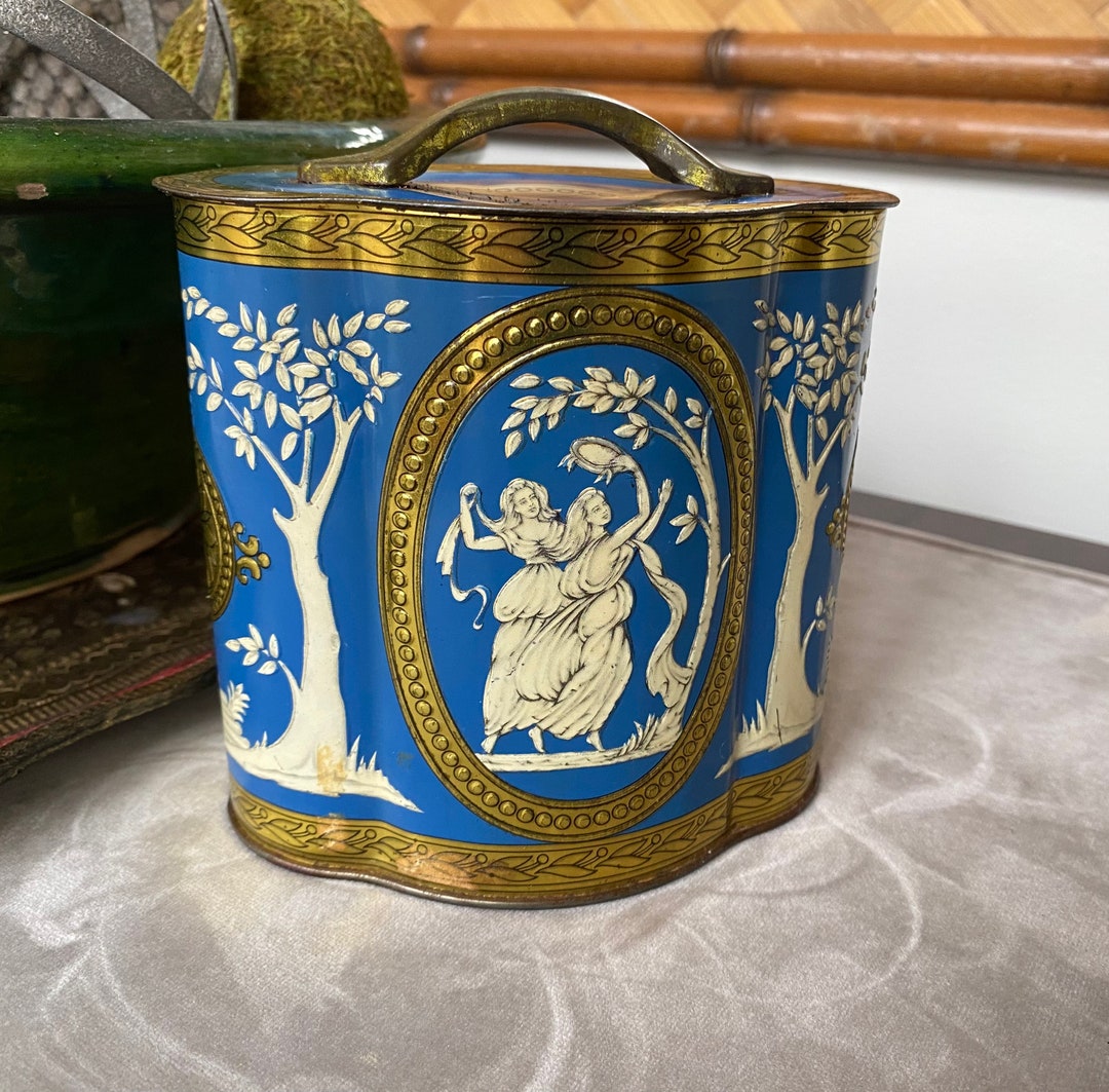 Embossed English SPODE Style Tea Canister Biscuit Tinware Vintage ...