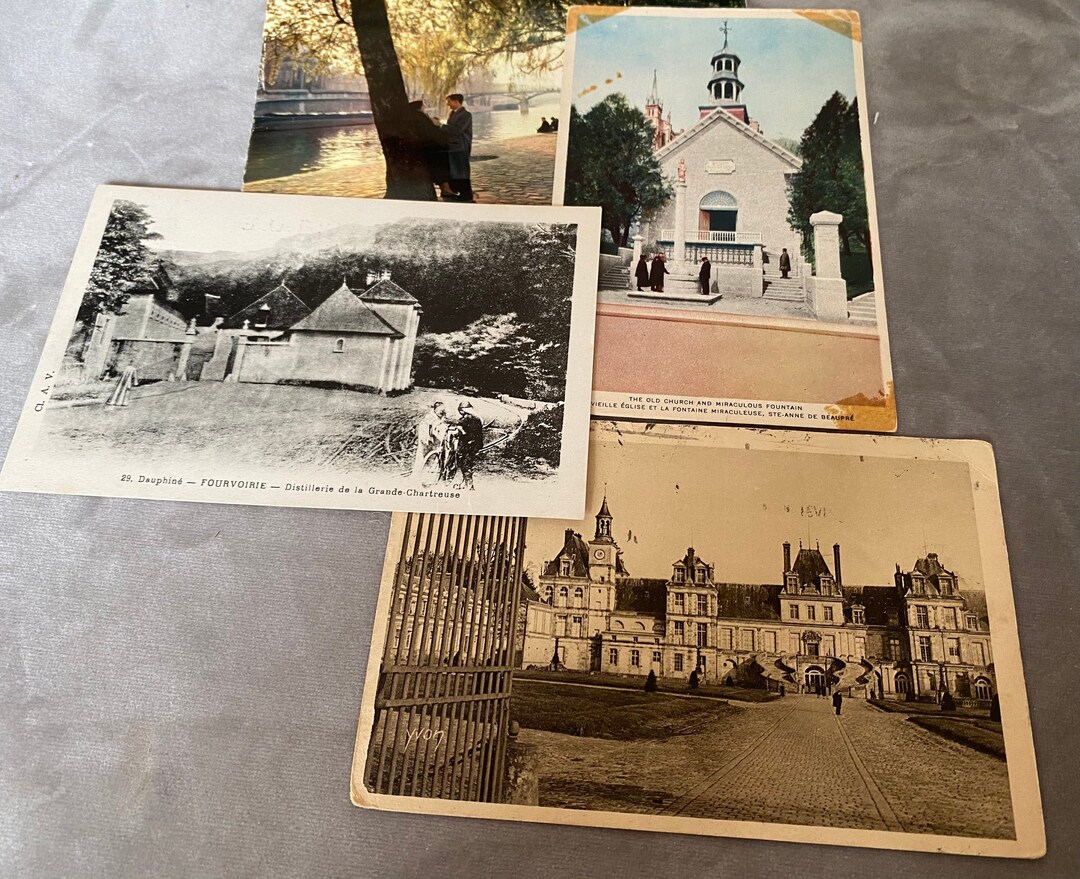 Set 4 French Photo Postcards Vintage Black White SEPIA Landscape ...