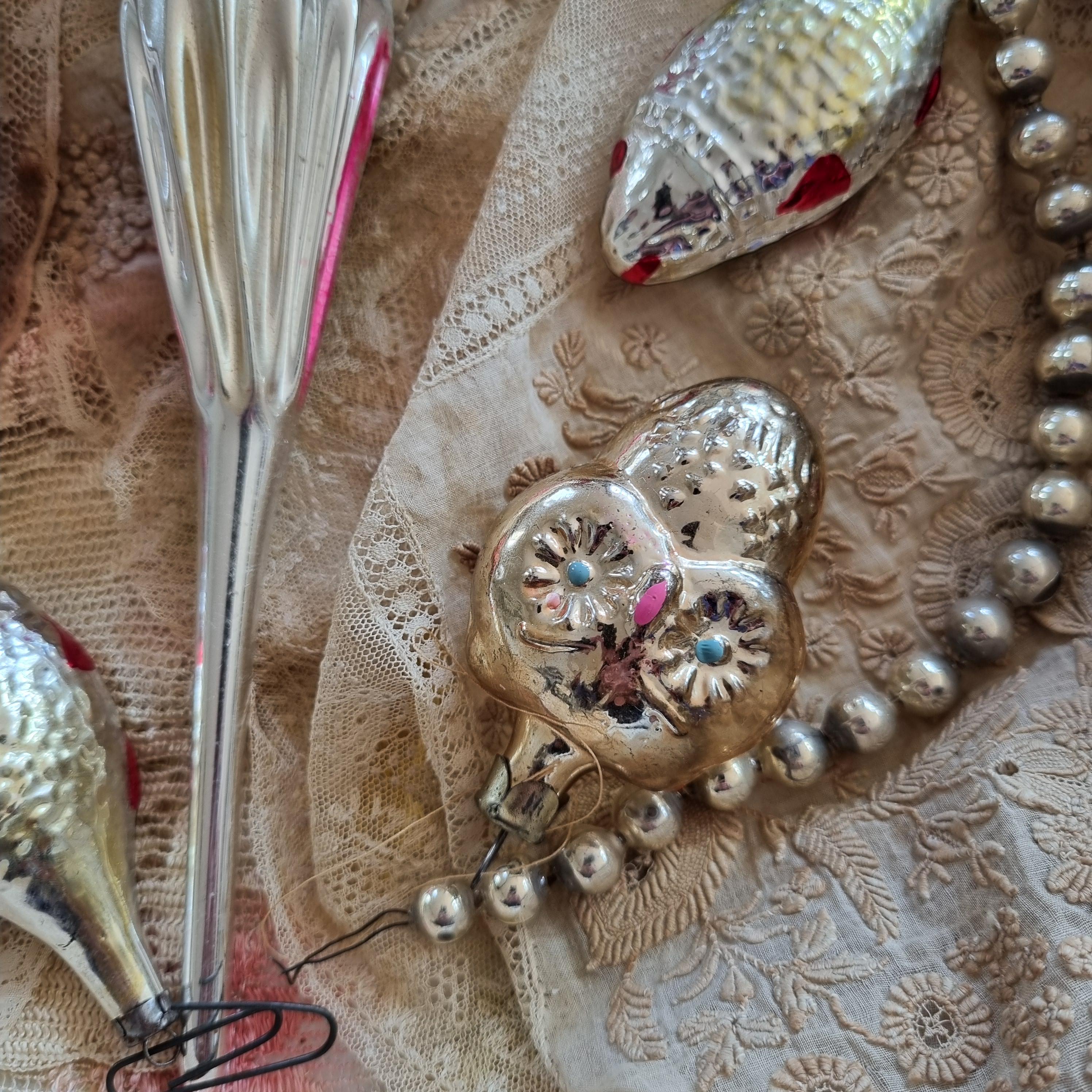 Vintage Antique Christmas Tree Decorations Ornaments Fir Feather Tree ...