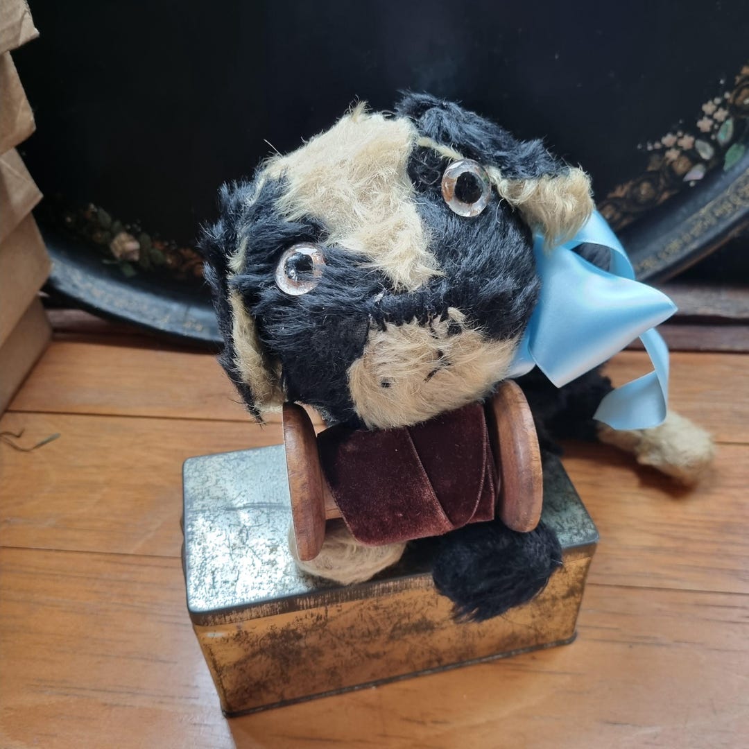 Antique Merrythought Hankies Plush Dog Pajamas Bag Glass Eyes Zipper ...