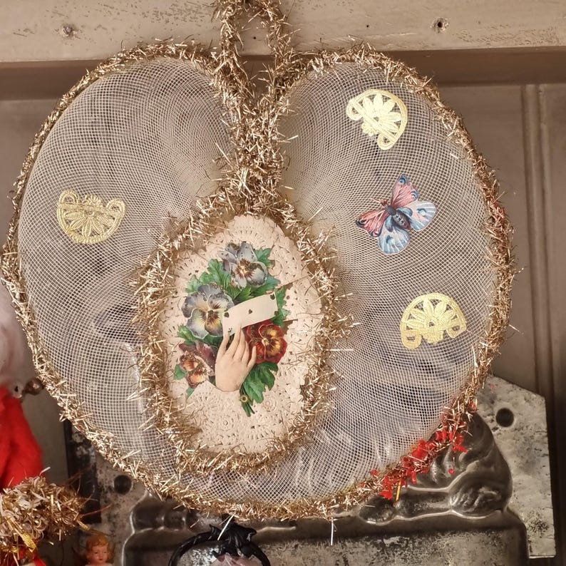 Vintage Christmas Decoration Handmade Wafer Netting Decoration Ornament ...