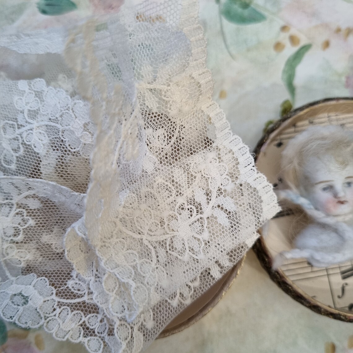 Vintage Antique Ribbonwork Box With a German Half Doll and Accessories ...