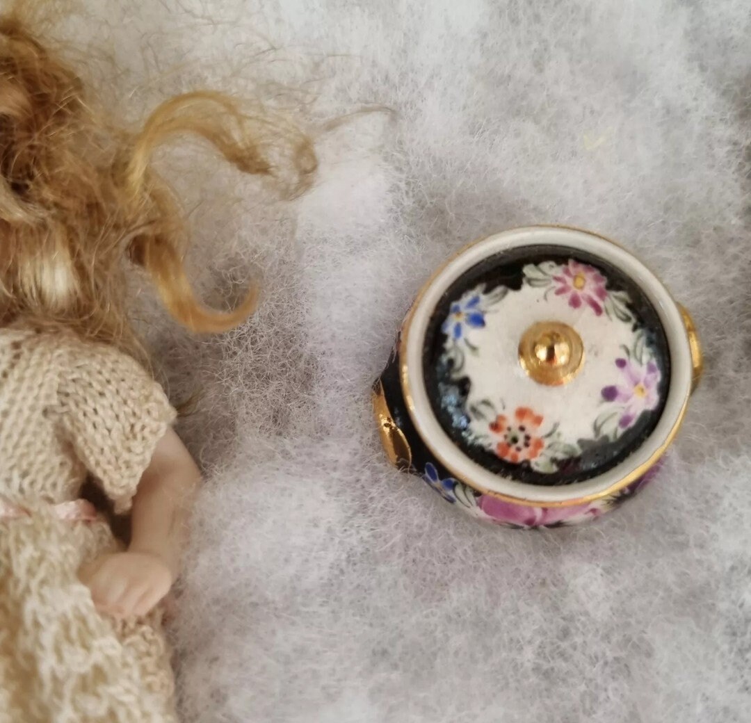 Antique German Mignonette Doll in Box With Putz Rustic Sheep Antique ...