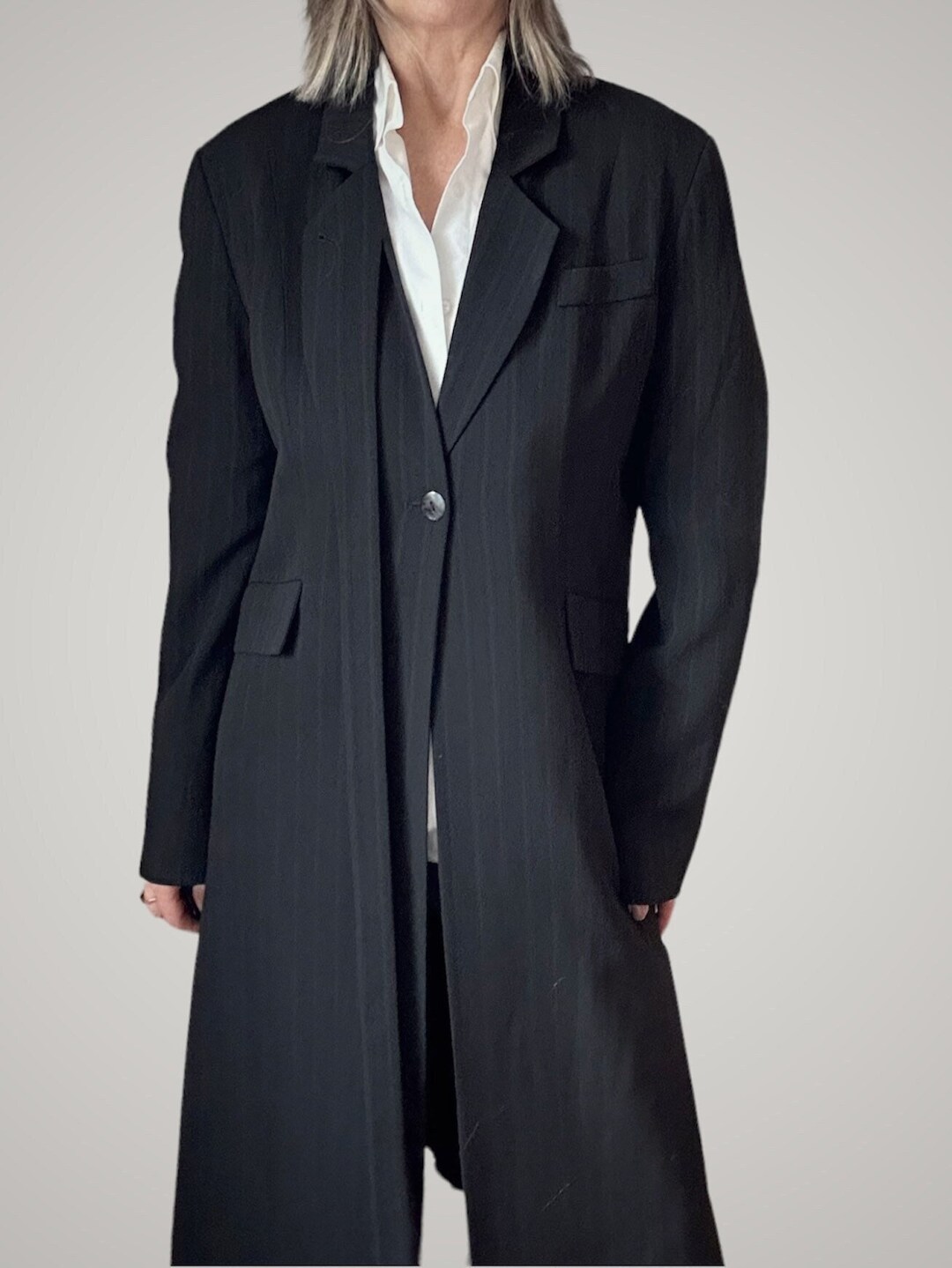 Long Black Coat, Made in Italy, Avant Garde Coat, Matrix Coat, Zip Back ...