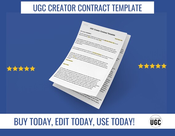 UGC Creator Contract Template UGC Template UCG Contract Etsy UK