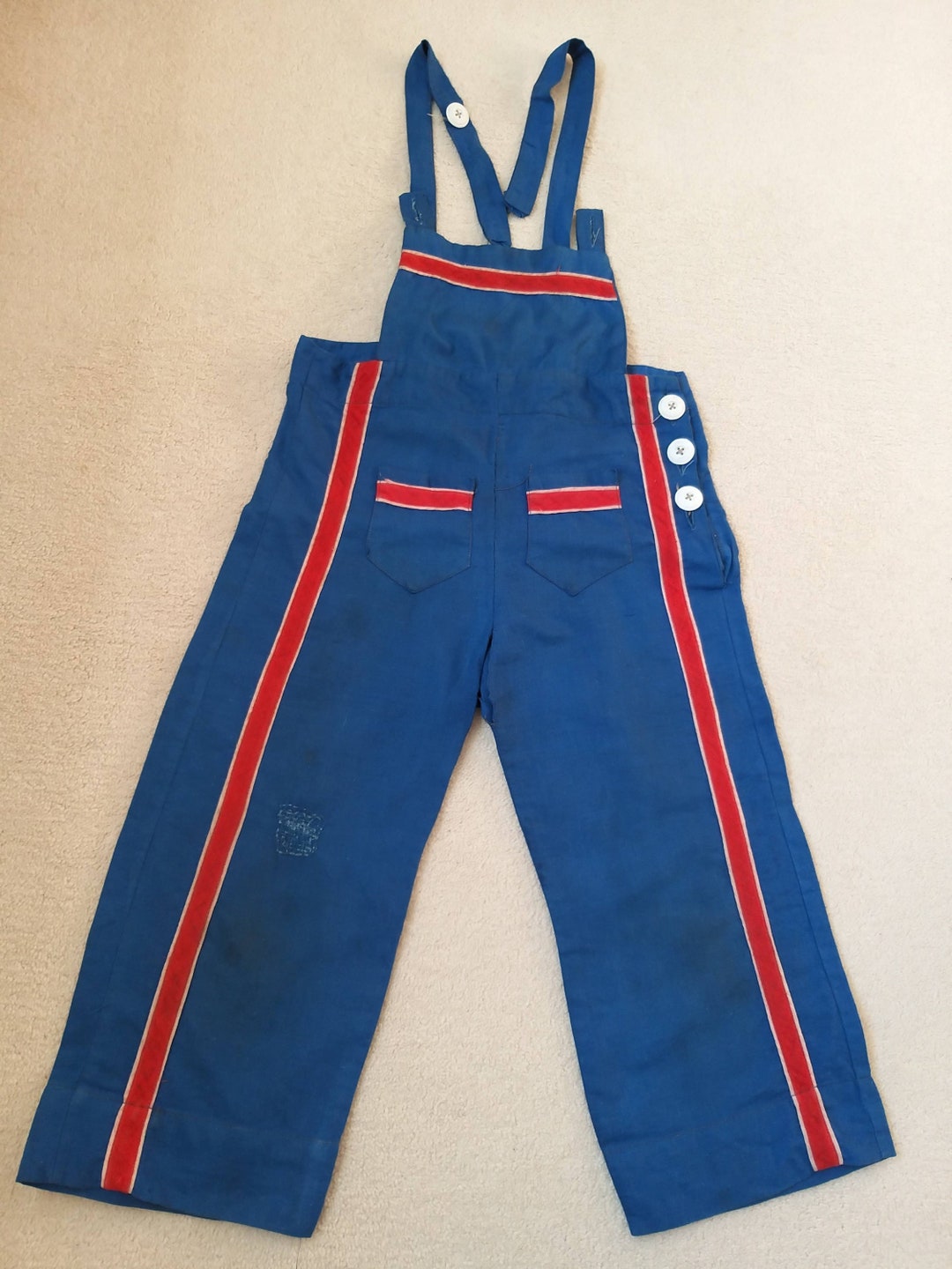 Vintage 1930s Boys Linen Overalls-playsuit-rubber Buttons-historic ...