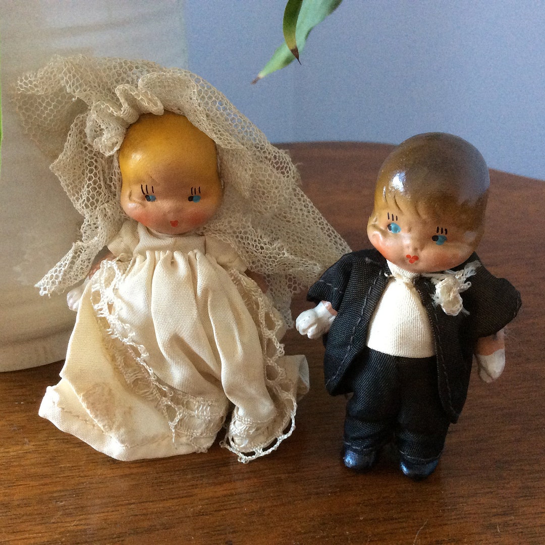 Vintage Nancy Ann Bride and Groom Dolls 1930s Cake Decoration Cake ...